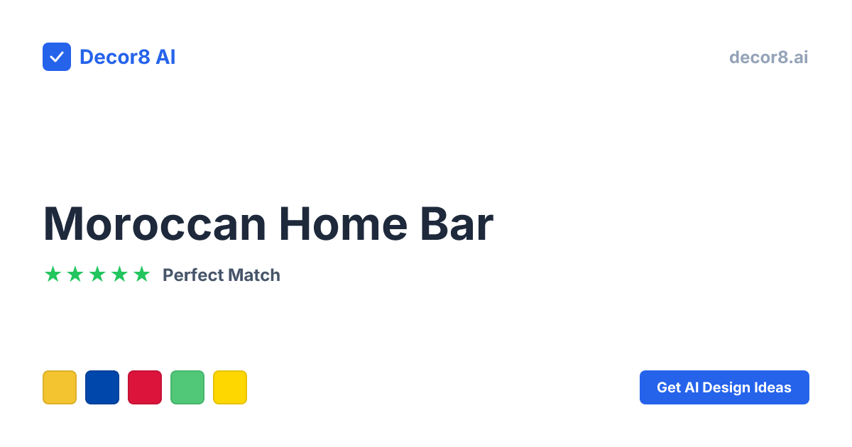 Moroccan Home Bar Ideas | Moroccan Home Bar Design | Decor8 AI | Decor8 AI